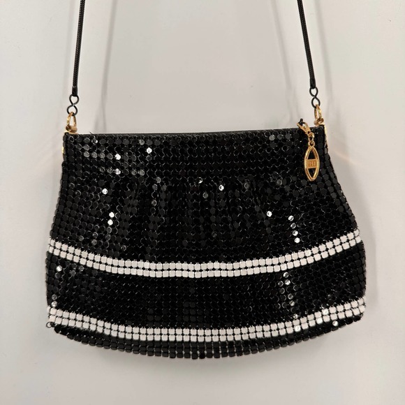 Y&S Handbags | Bags | Ys Sequence Black White Stripped Beaded Crossbody ...